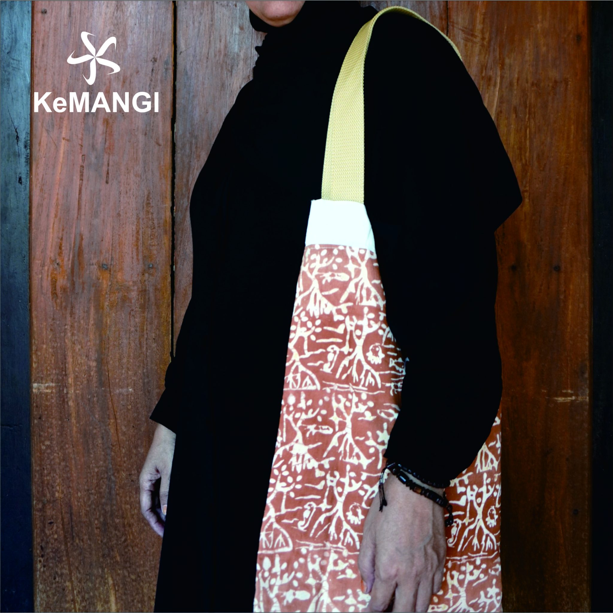 Tote Bag Batik Mangrove Mbah Sumat Motif Kuda Laut Coklat Muda - KeMANGI